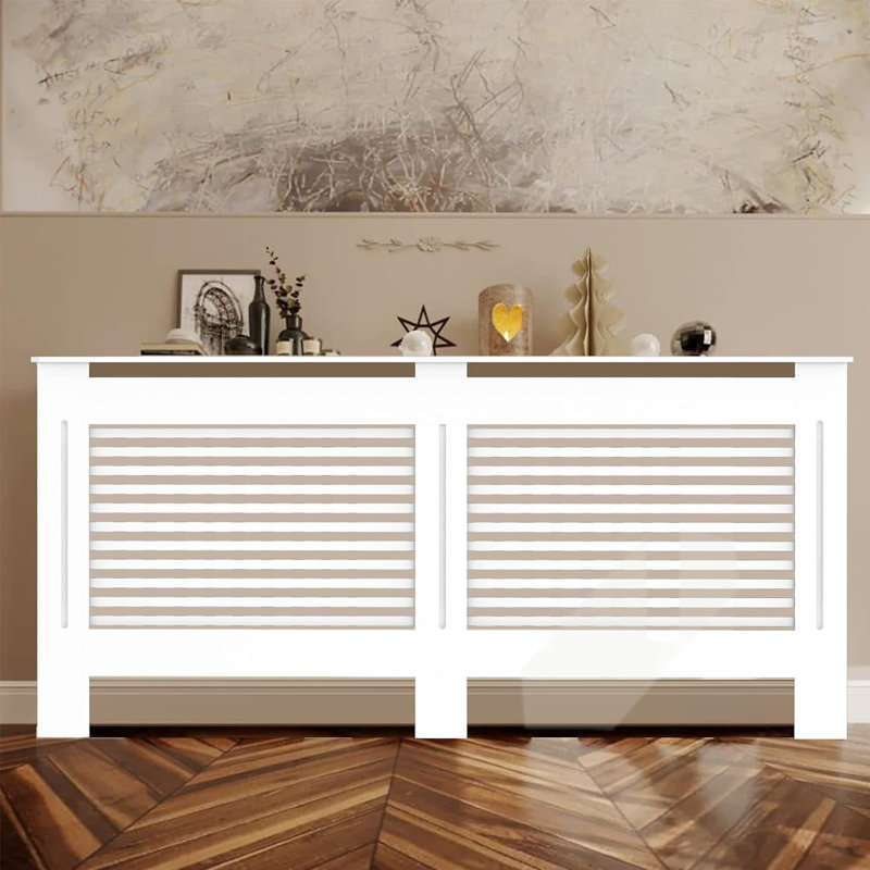 LUVODI 39" Tall Horizontal Slats Radiator Cover Wood Cabinet Modern ...