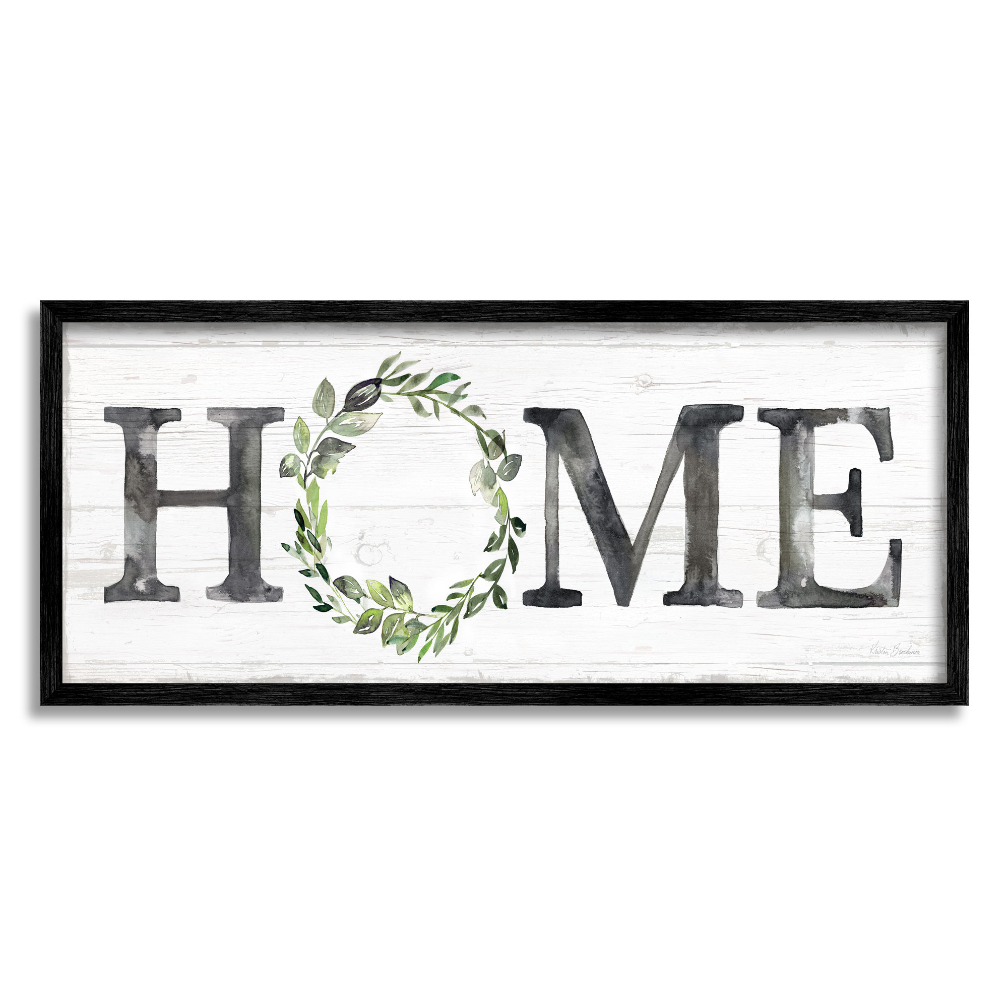 Stupell Industries Weathered Pattern Home Sign Botanical Wreath ...