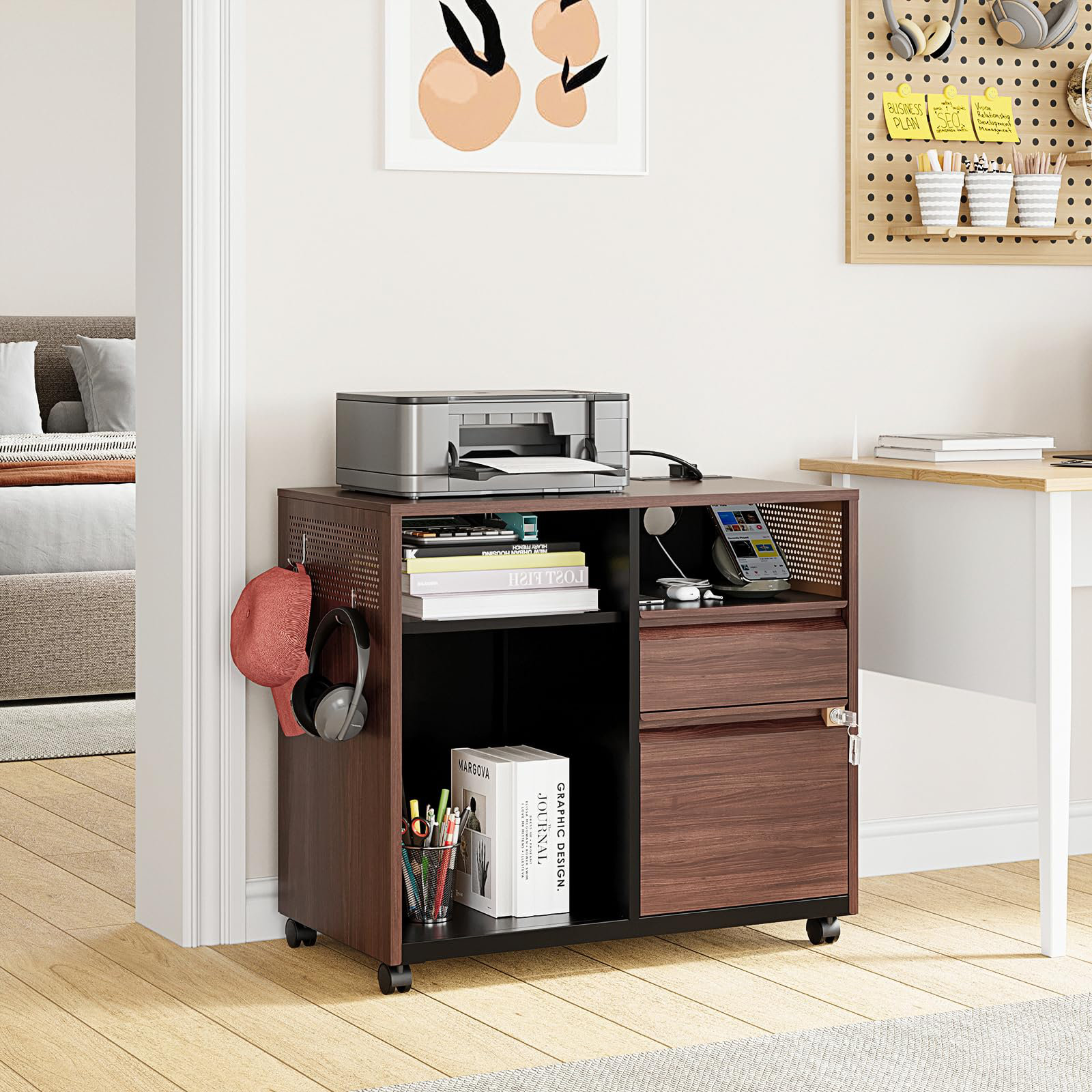Ebern Designs File Cabinet With Lock Mobile Lateral Filing Cabinet ...