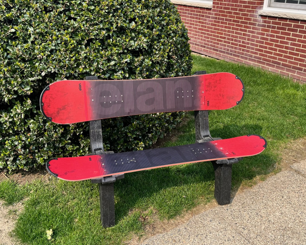 Ski Chair Snow Board Recycled Plastic Garden Bench made from a real ...