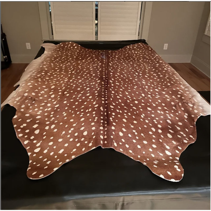 Millwood Pines Oakley Handmade Axis Deer Print Cowhide Rug | Wayfair