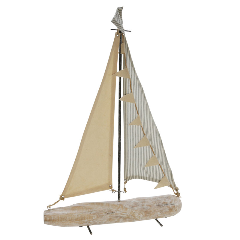 Longshore Tides Iron Sailboat with Cloth Sails Home Decor Decorative ...