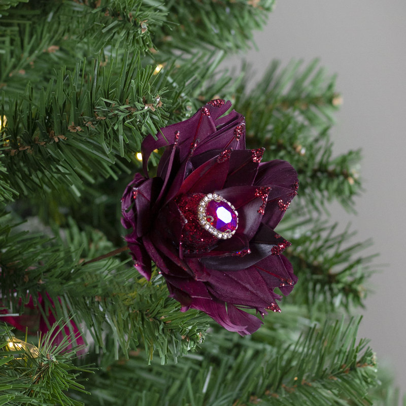 Northlight Seasonal 20.75" Deep Red Feather Peony Artificial Christmas ...