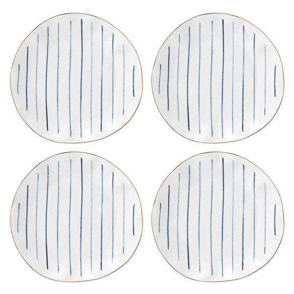 Lenox Blue Bay Stripes 4-Piece Dinner Plate Set | Wayfair