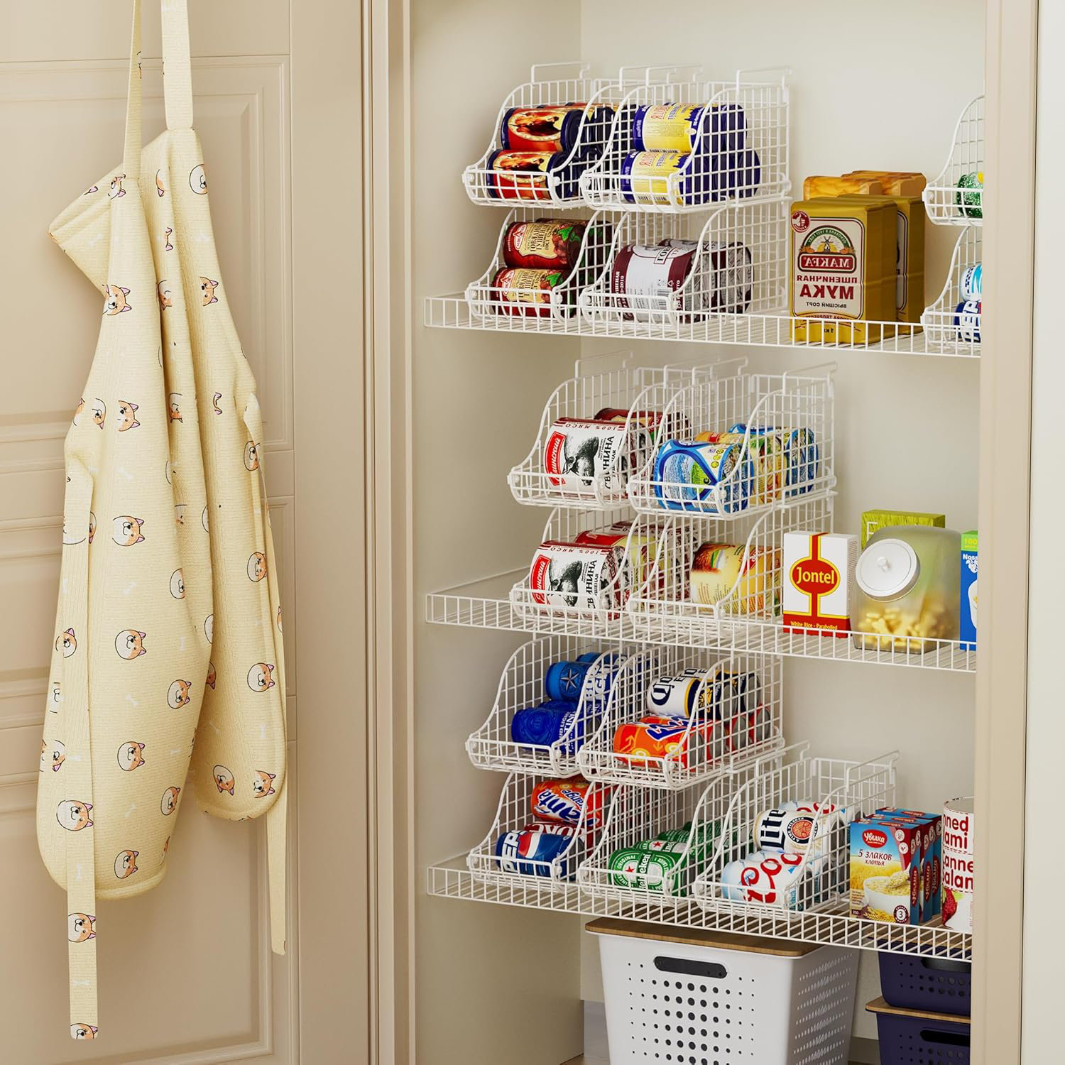 Prep & Savour Stackable Pantry Can Dispenser Baskets 3-Pack, Standing ...