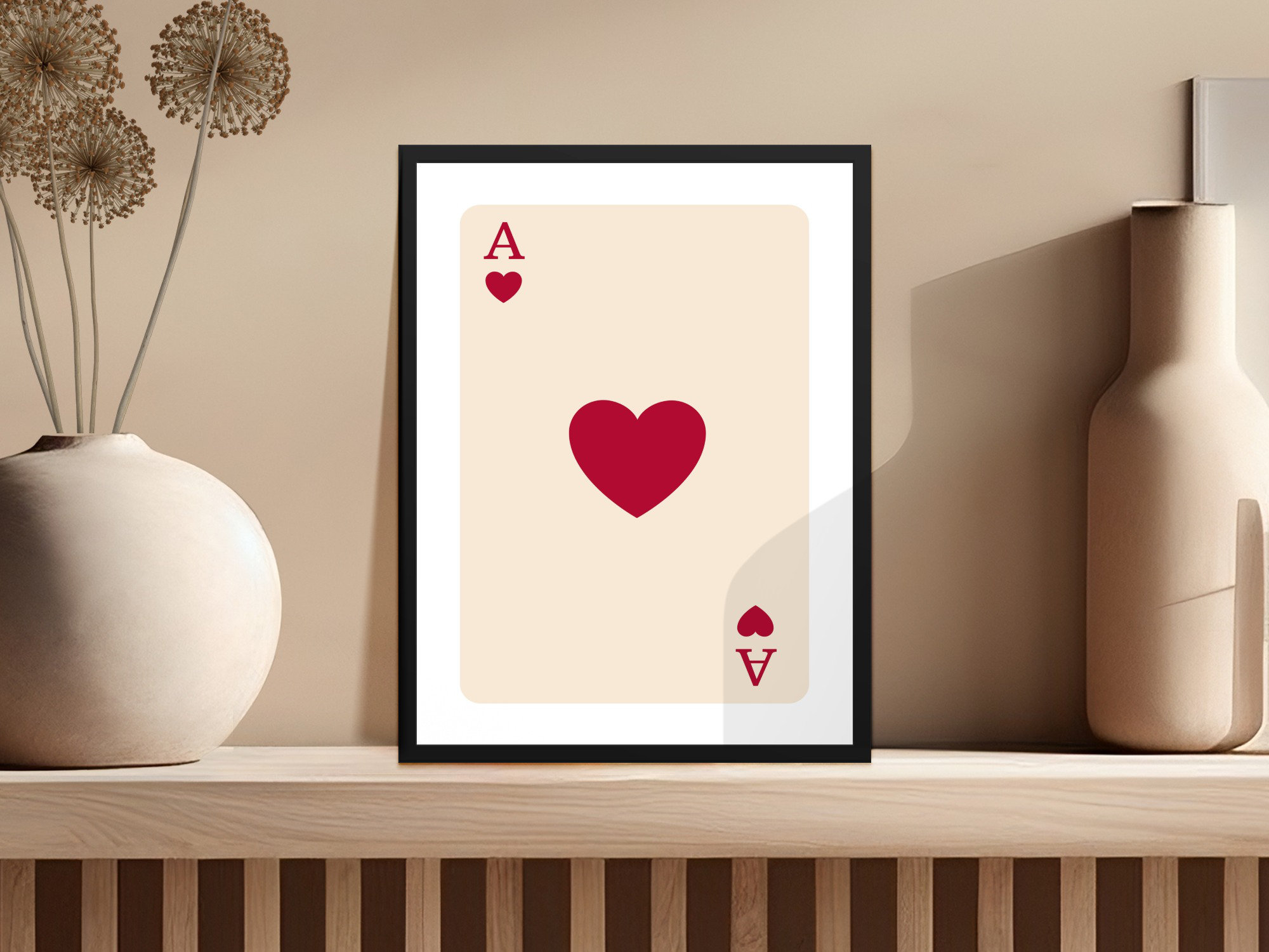 Lark Manor Ace of Hearts Playing Card Minimalist Graphic Design Framed ...