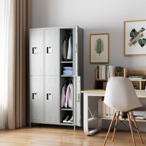 17 Stories 2 Tier, 6 Section Metal Lockers Armoire with 12 Hooks for ...