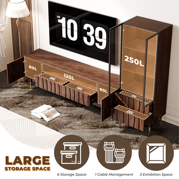 Corrigan Studio Meuble télé et vitrine Keit avec tiroirs et rangement ...