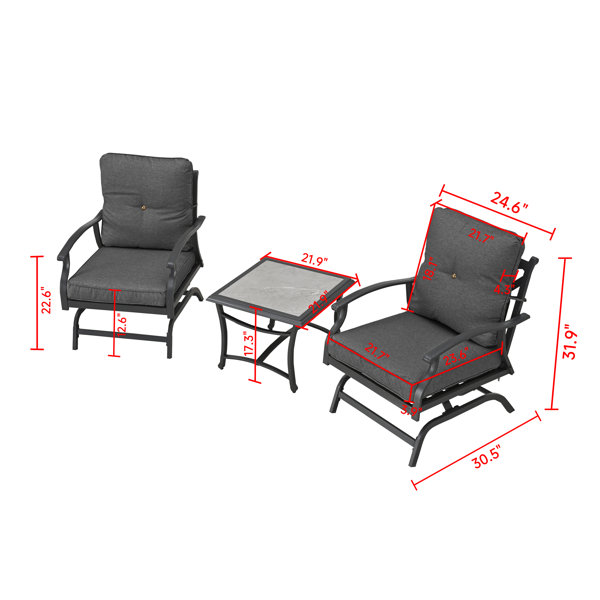 Winston Porter 3-Piece Spring-Rocking Conversation Set & Reviews | Wayfair