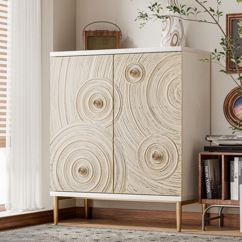 Ophelia & Co. Bahtie Farmhouse Distressed Boho 2 Door Embossed Storage ...