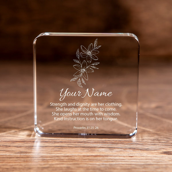 Trinx Jetaun Personalized 3D Laser-Engraved Large Square Crystal ...