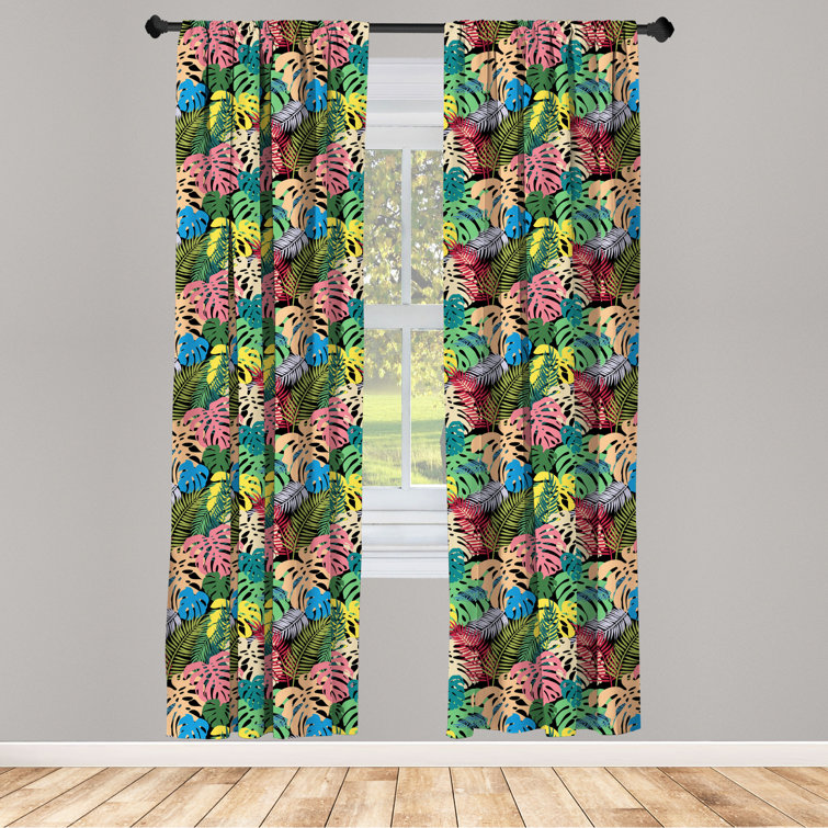 East Urban Home Exotic Floral Semi-Sheer Rod Pocket Curtain Panels ...