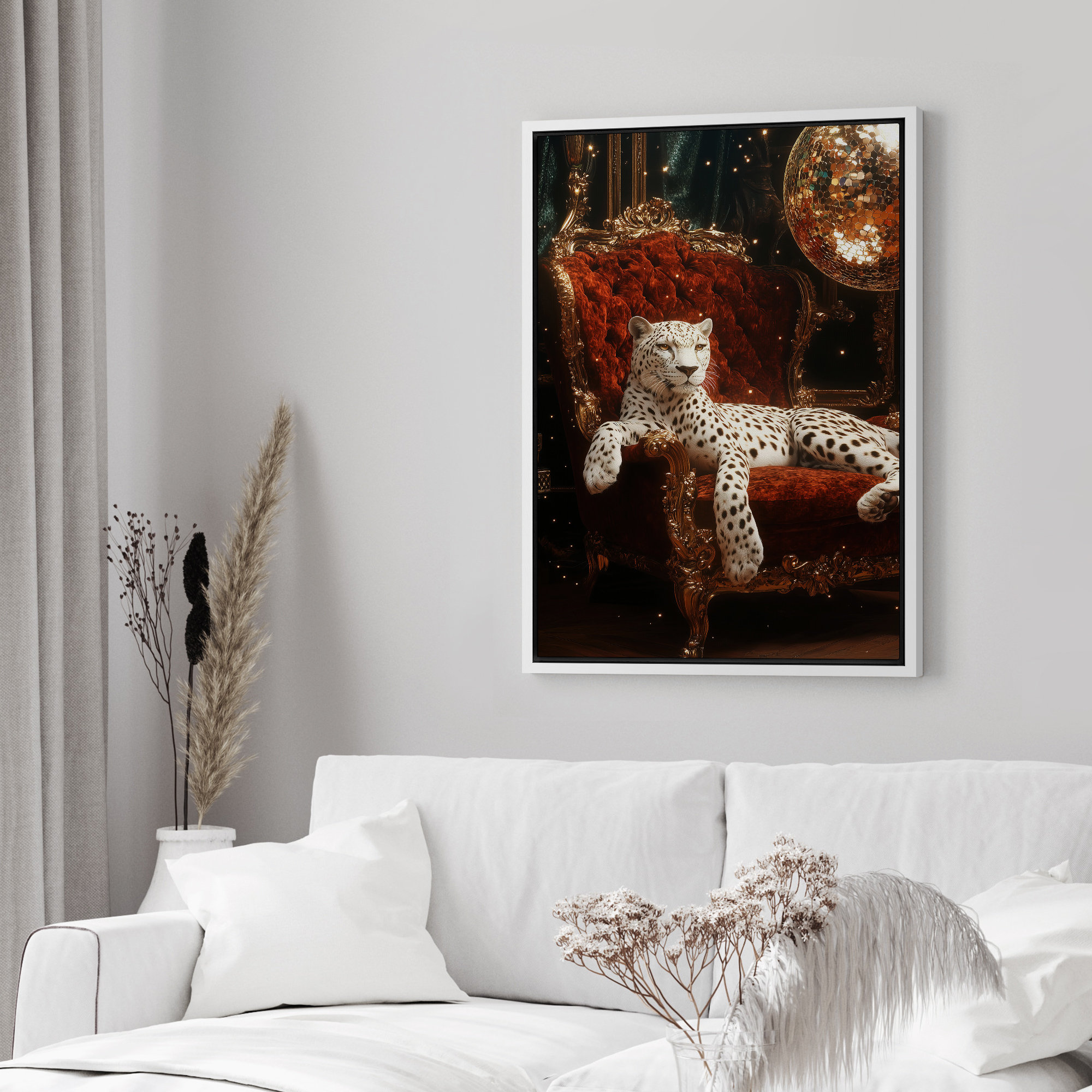 wall26 Classic Cheetah On Sofa Elegant Animals Framed Bedroom Wall ...