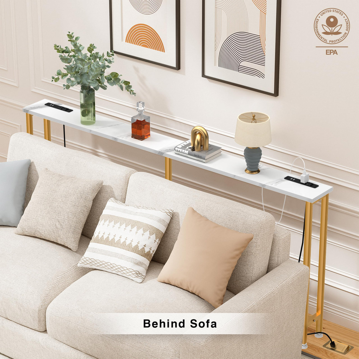 Mercer41 78Inch Console Table with Outlet, Sofa Table,Narrow Entryway ...