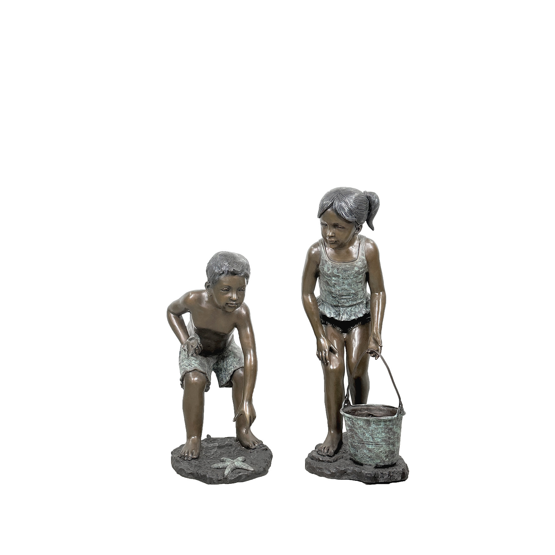 Metropolitan Galleries 2 Piece Bronze Beach Kids Statue Set | Wayfair