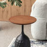 17 Stories Metal Wine Bottle Shaped Accent Table With Wooden Top | Wayfair
