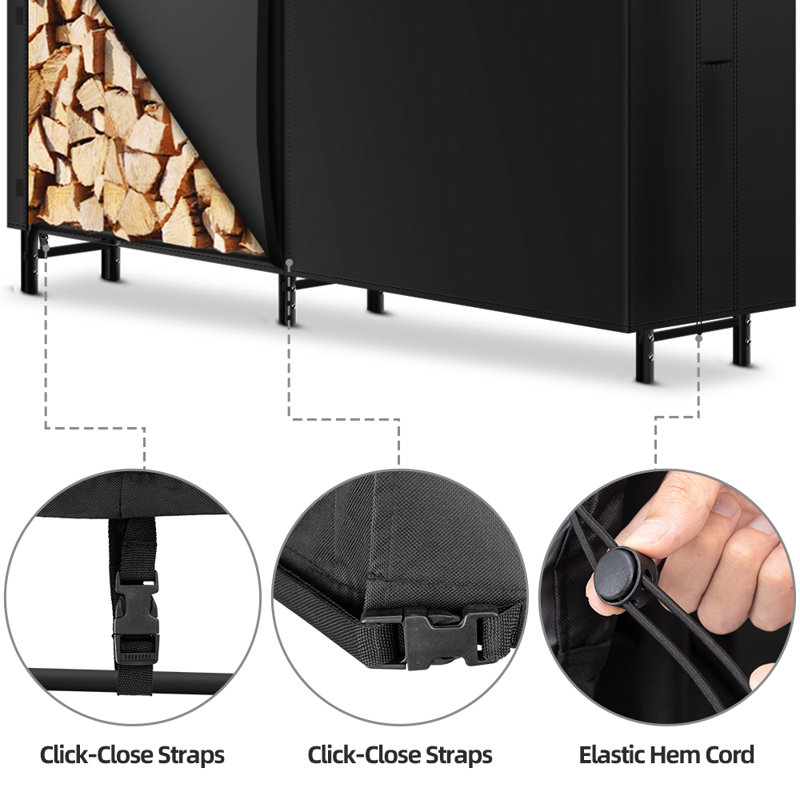 Amagabeli 8ft Firewood Log Rack Water Resistant Outdoor Heavy Duty ...