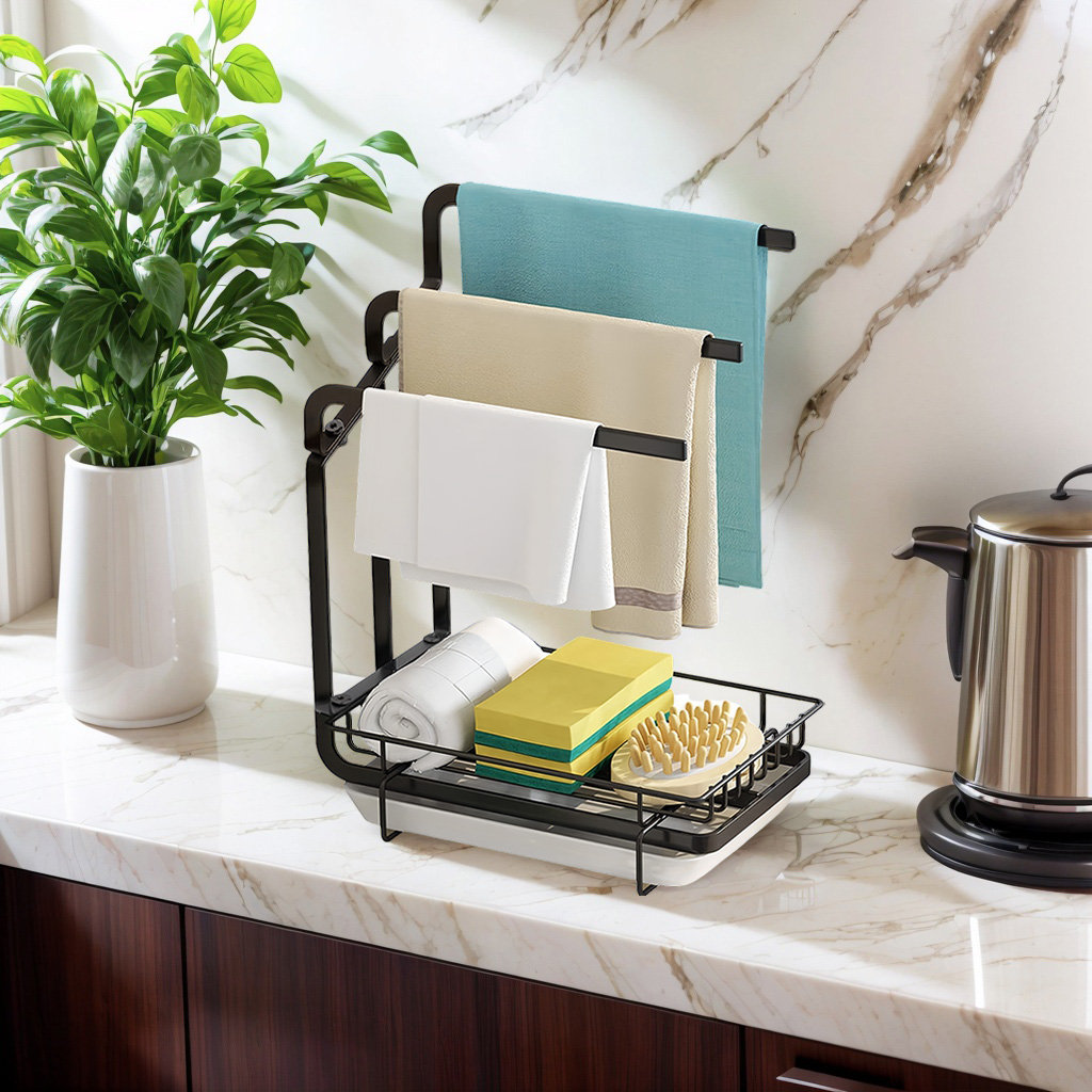 Leann Wall Whisperers Stainless Steel Sink Sponge Holder With Drain ...