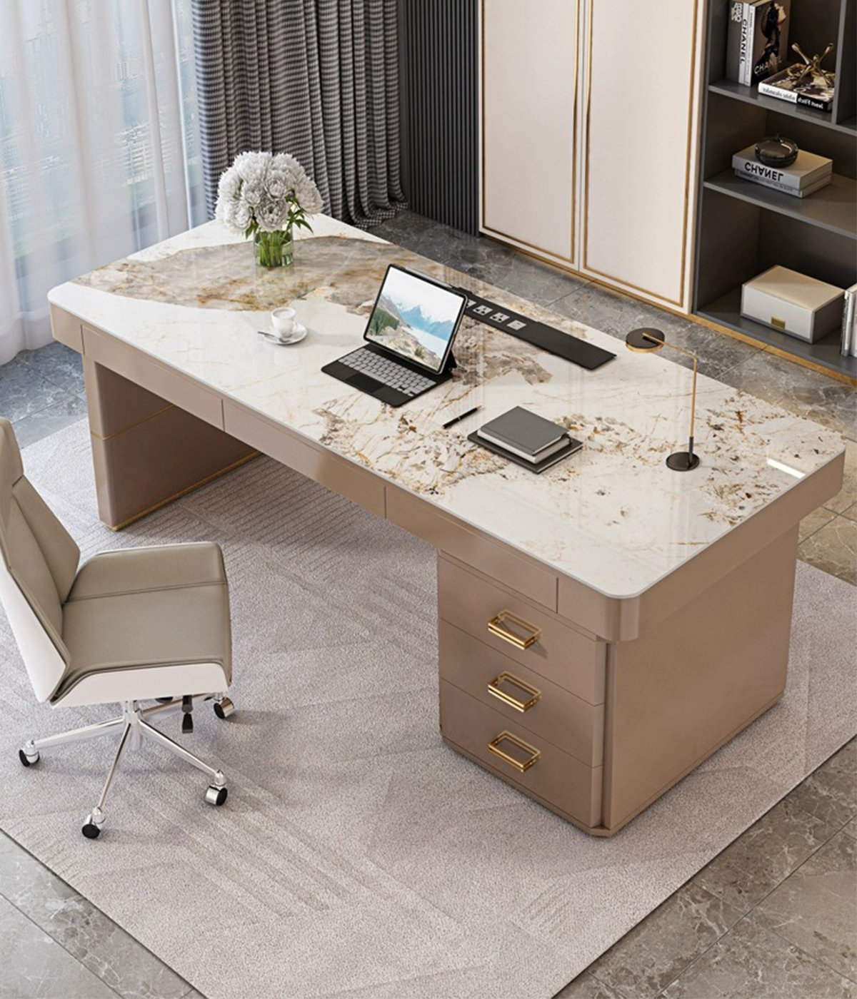 Stella Trek Luxury Modern Sintered Stone Executive Desk | Wayfair