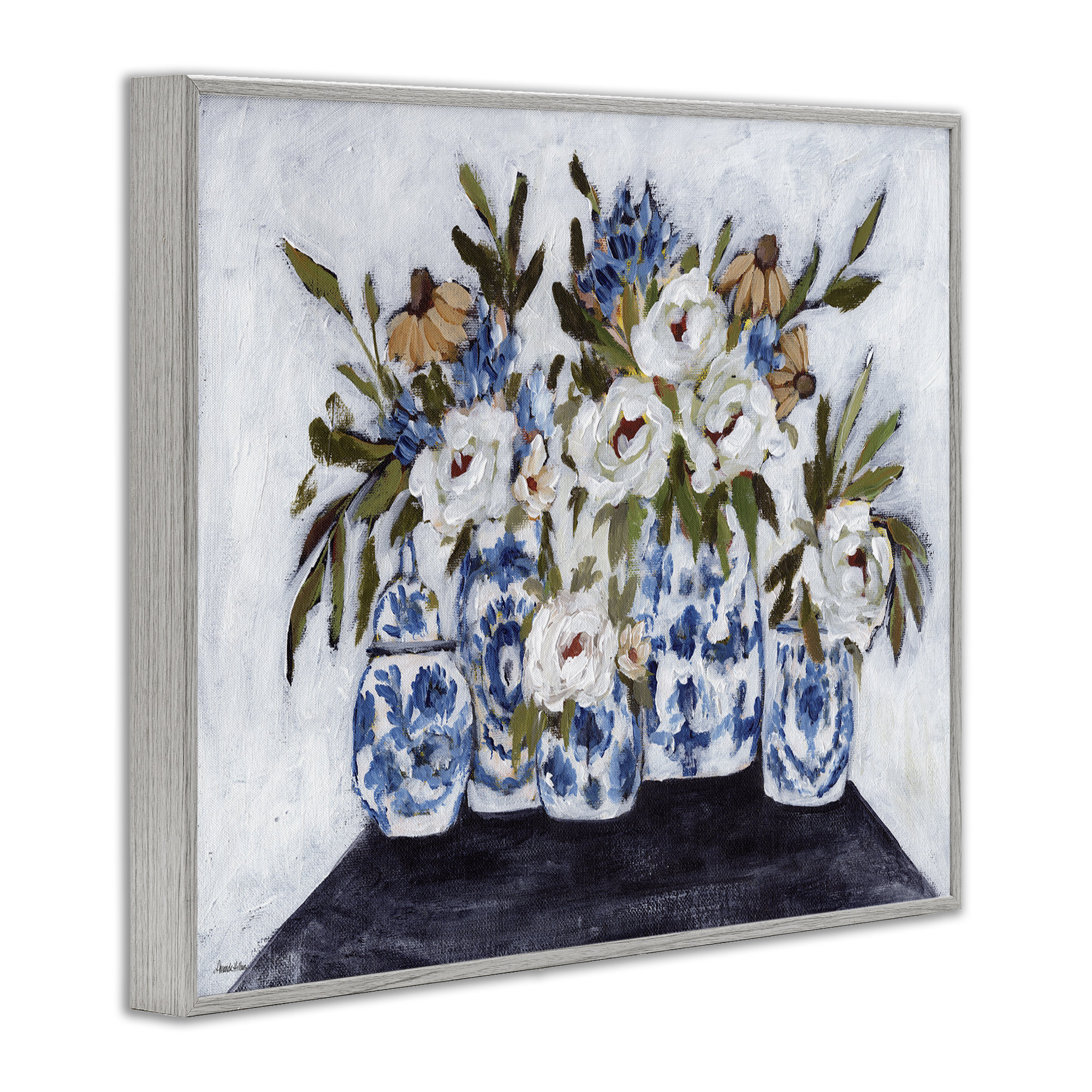 Fleur De Lis Living Ornate Flower Pots Still Life Framed Giclee Art by ...