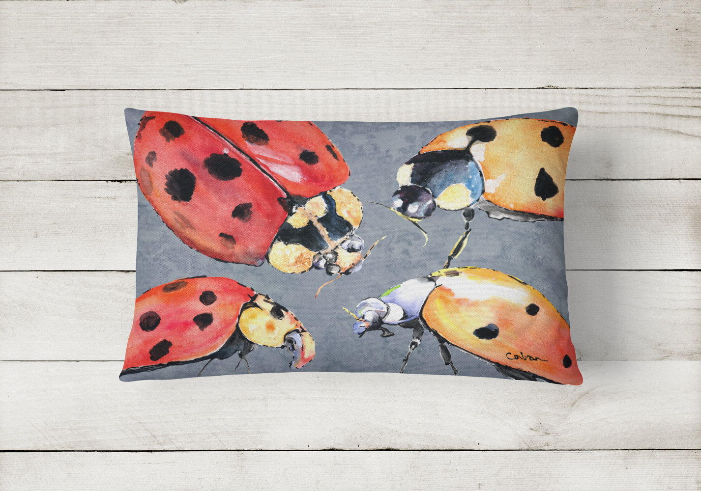 Caroline's Treasures Lady Bug Lady Bugs Indoor/Outdoor Throw Pillow ...