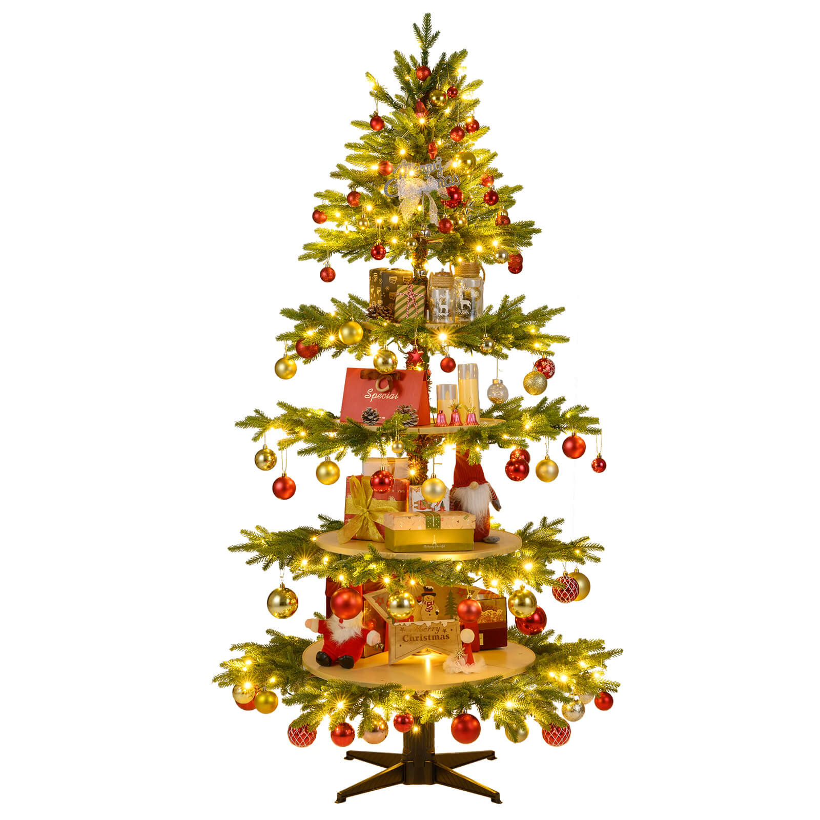 Latitude Run® 6.4 FT Rotating Christmas Tree with 280 Branch Tips 220 ...