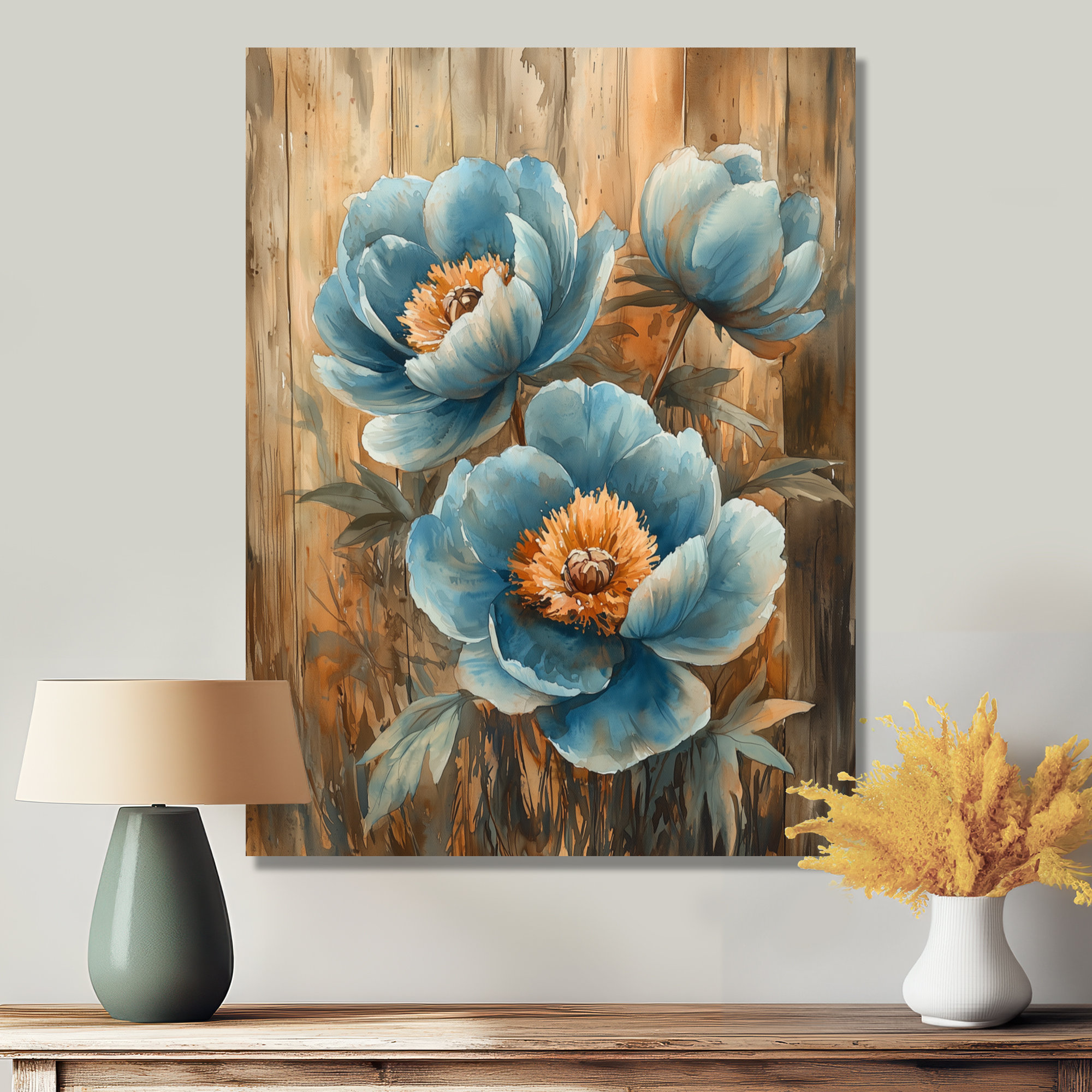 Ivy Bronx Blue Peonies In The Barnyard II - Traditional Metal Art Print ...