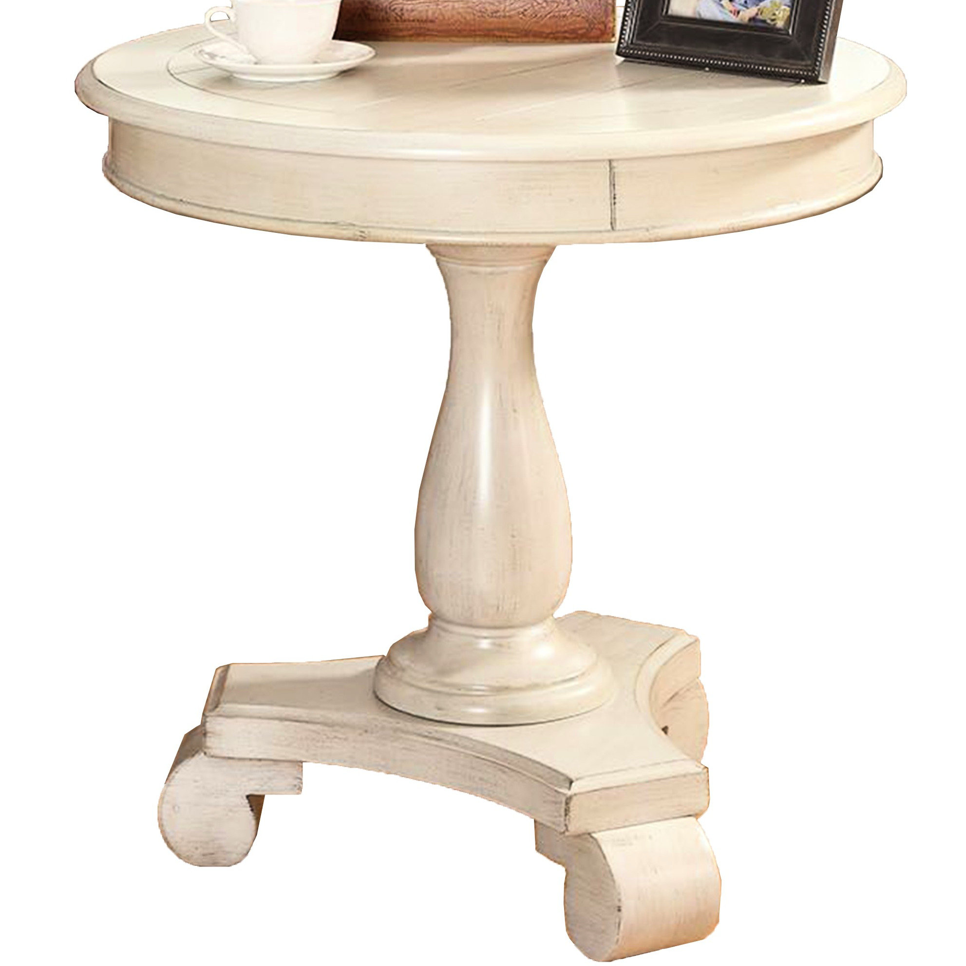 Latitude Run® Side Table - 26 Inches White Wood Classic & 26.5" H Solid ...