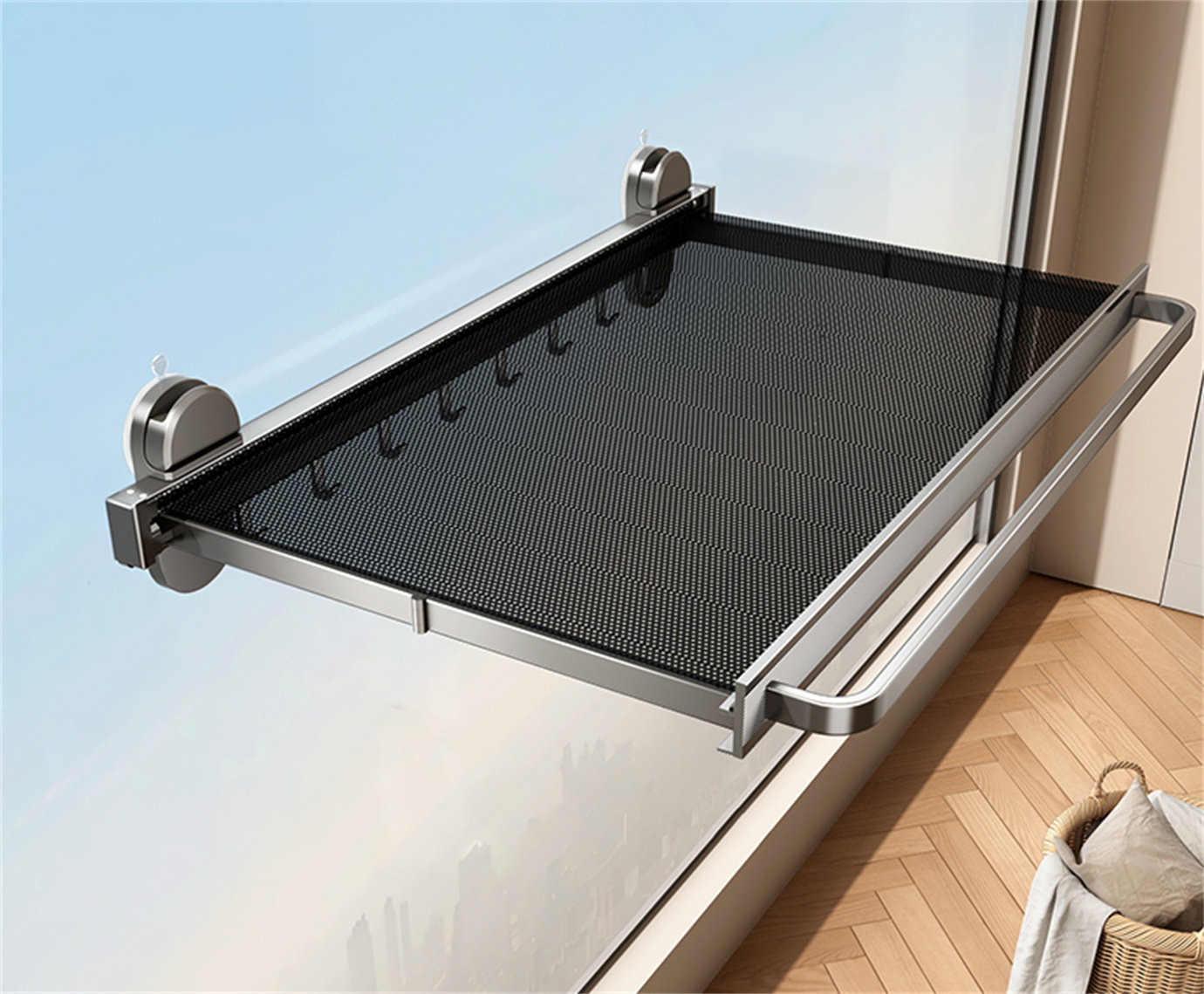 Thrones Designs Suction Cup Balcony Drying Rack, Indoor Foldable Mesh ...