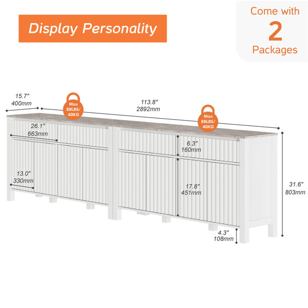 Wade Logan® Carnetta 114 Inch TV Stand and Coffee Table Set for Living ...