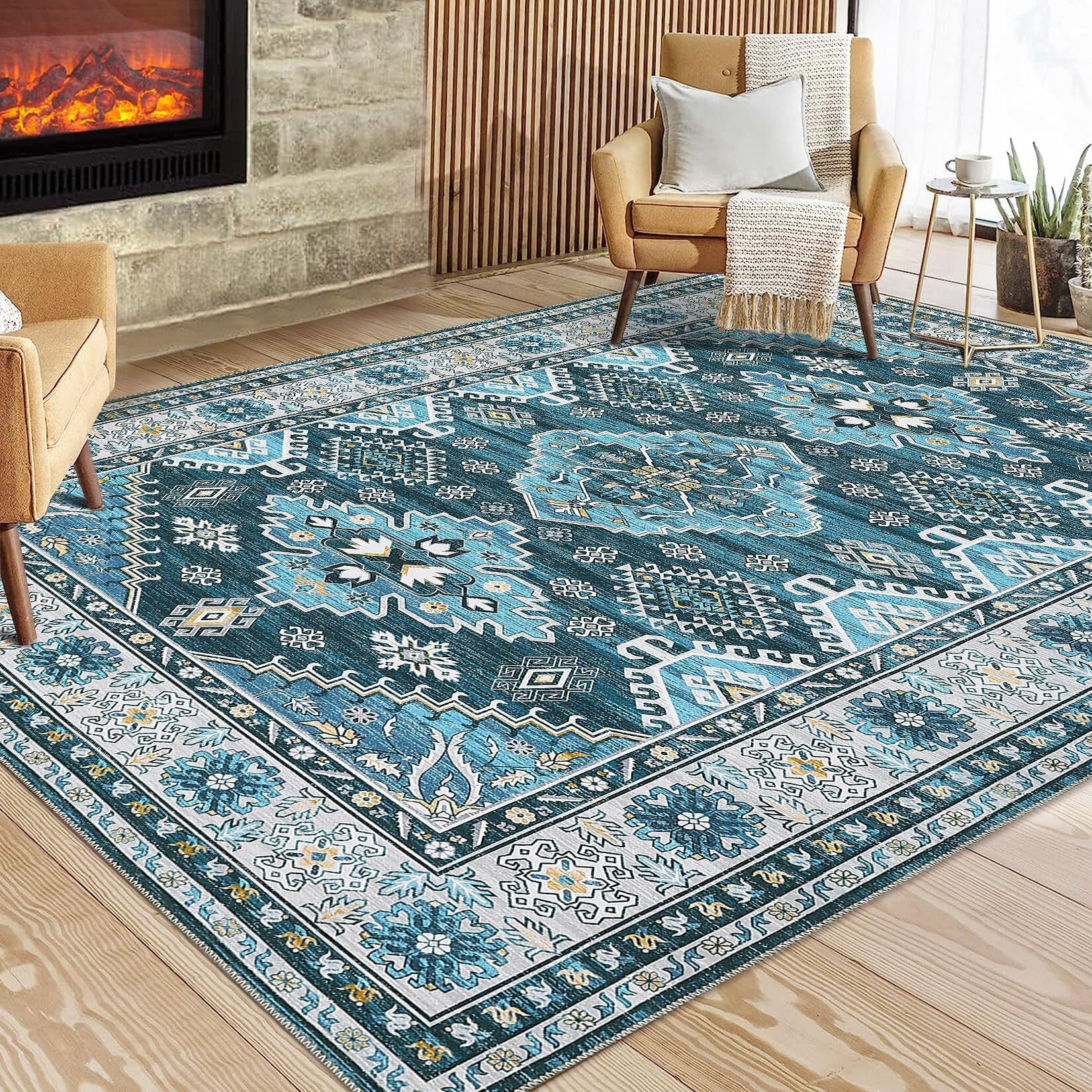 Bungalow Rose 9X12 Area Rug Washable Throw Rugs Vintage Accent Rugs ...