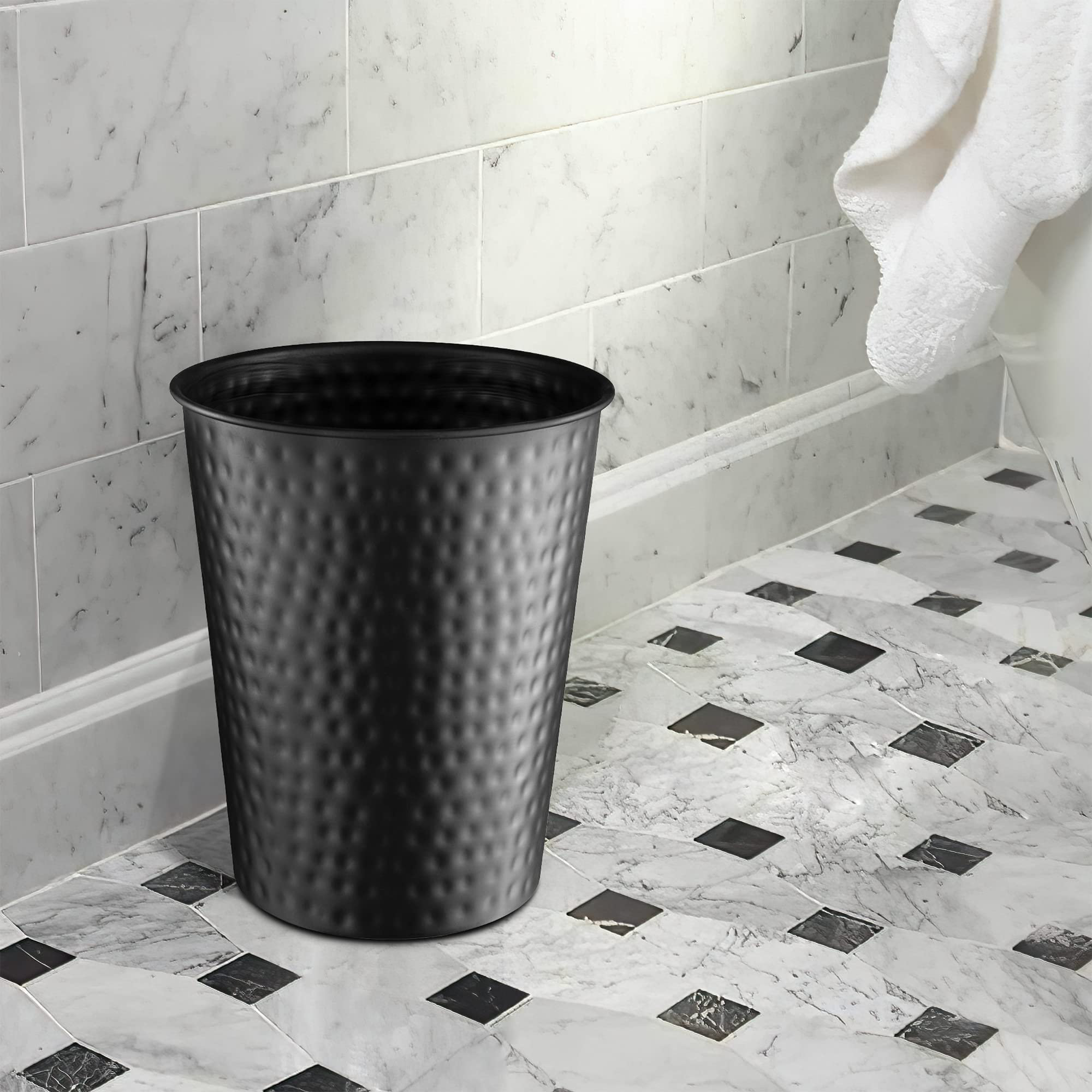 PSA LABORATORY FURNITURE LLC Hand Hammered Metal Wastebasket Trash Can ...