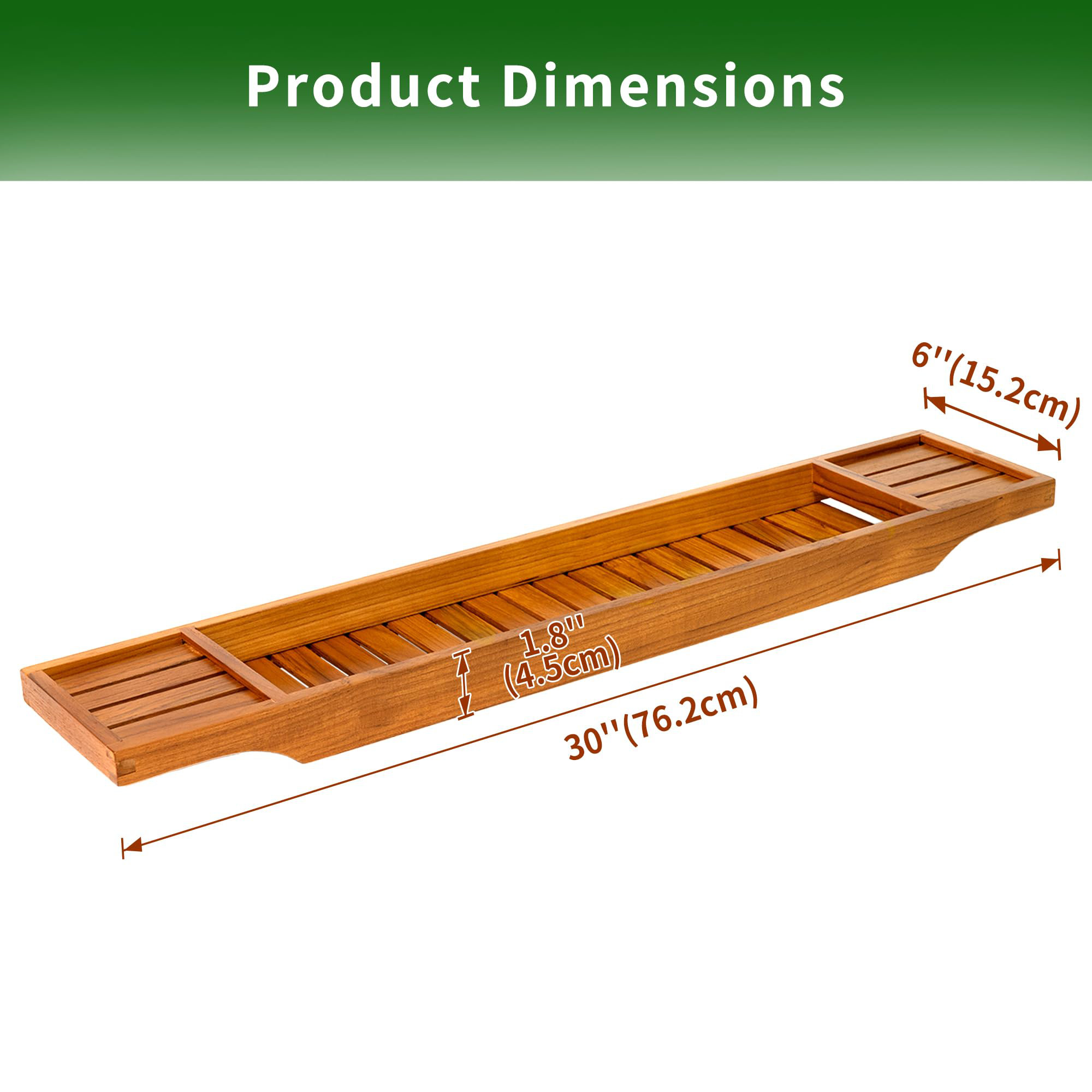 Latitude Run® Teak Bathtub Tray, 30 Inches Long, Can Hold Mobile Phones ...