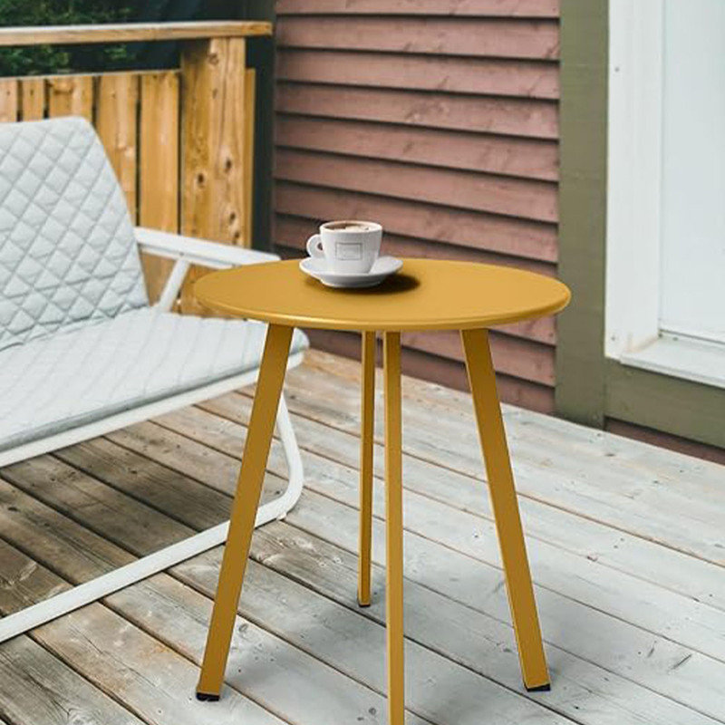 George Oliver Outdoor Weather Resistant Patio Side Table, Round Metal ...