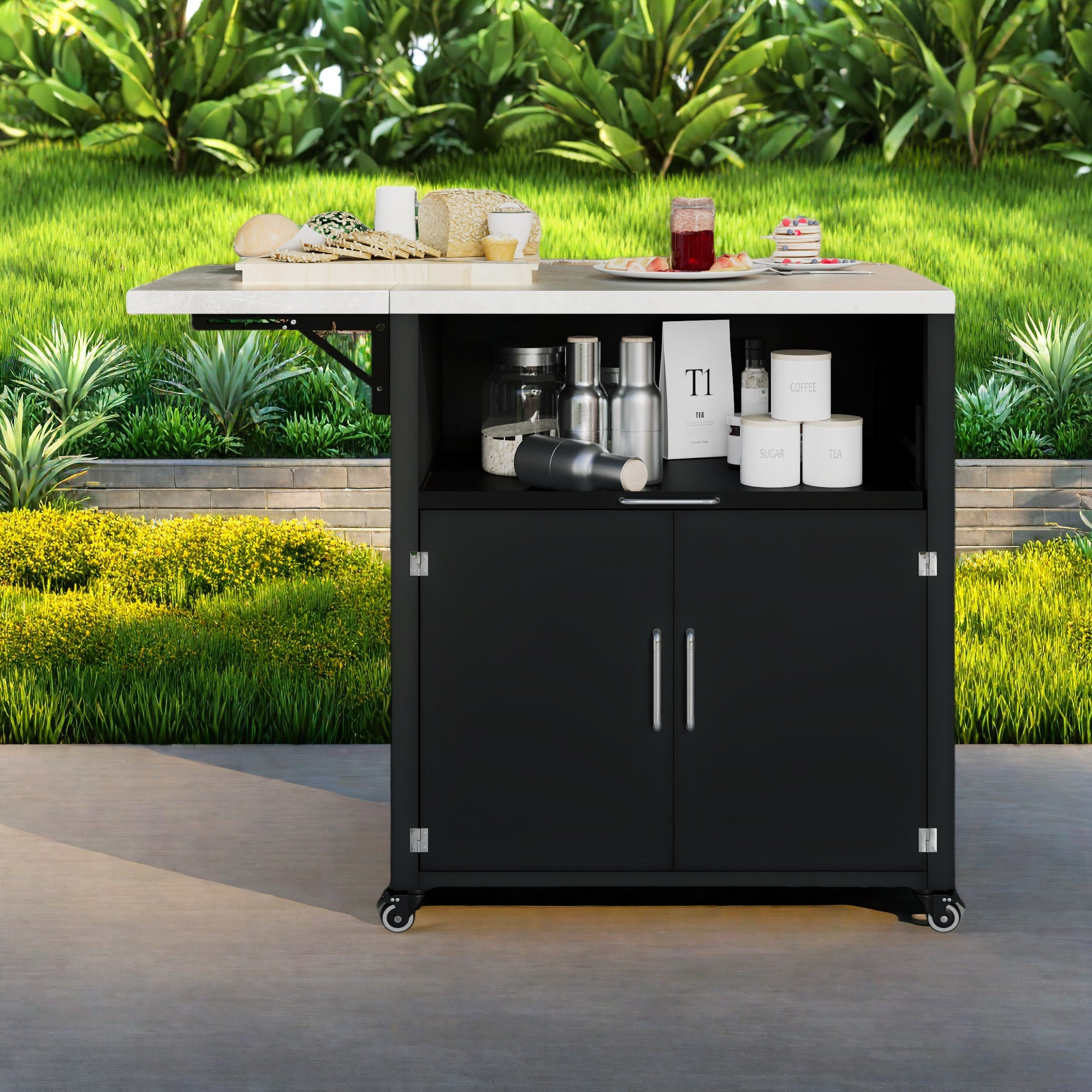 Arlmont & Co. Versatile Outdoor Kitchen Island With Folding ...