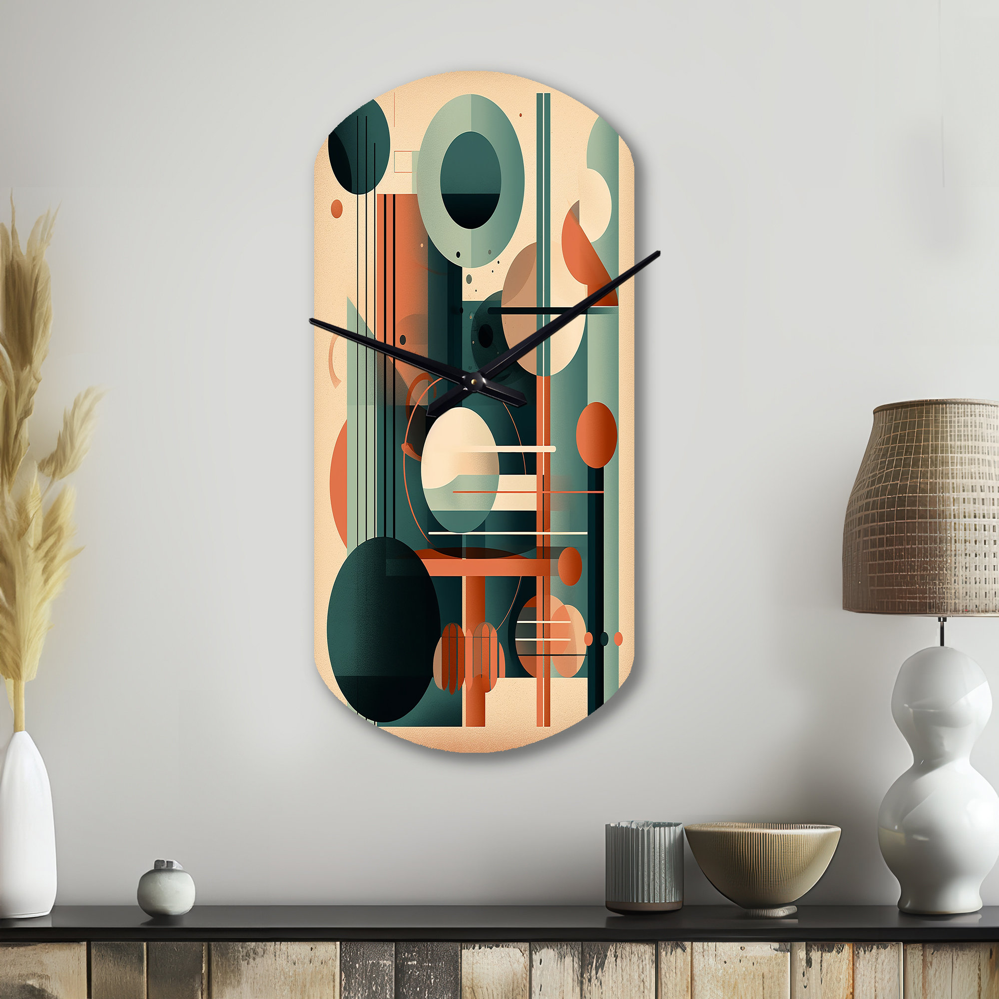 Design Art Orange And Green Mid Century Momentum IV - Cylinder Shape ...