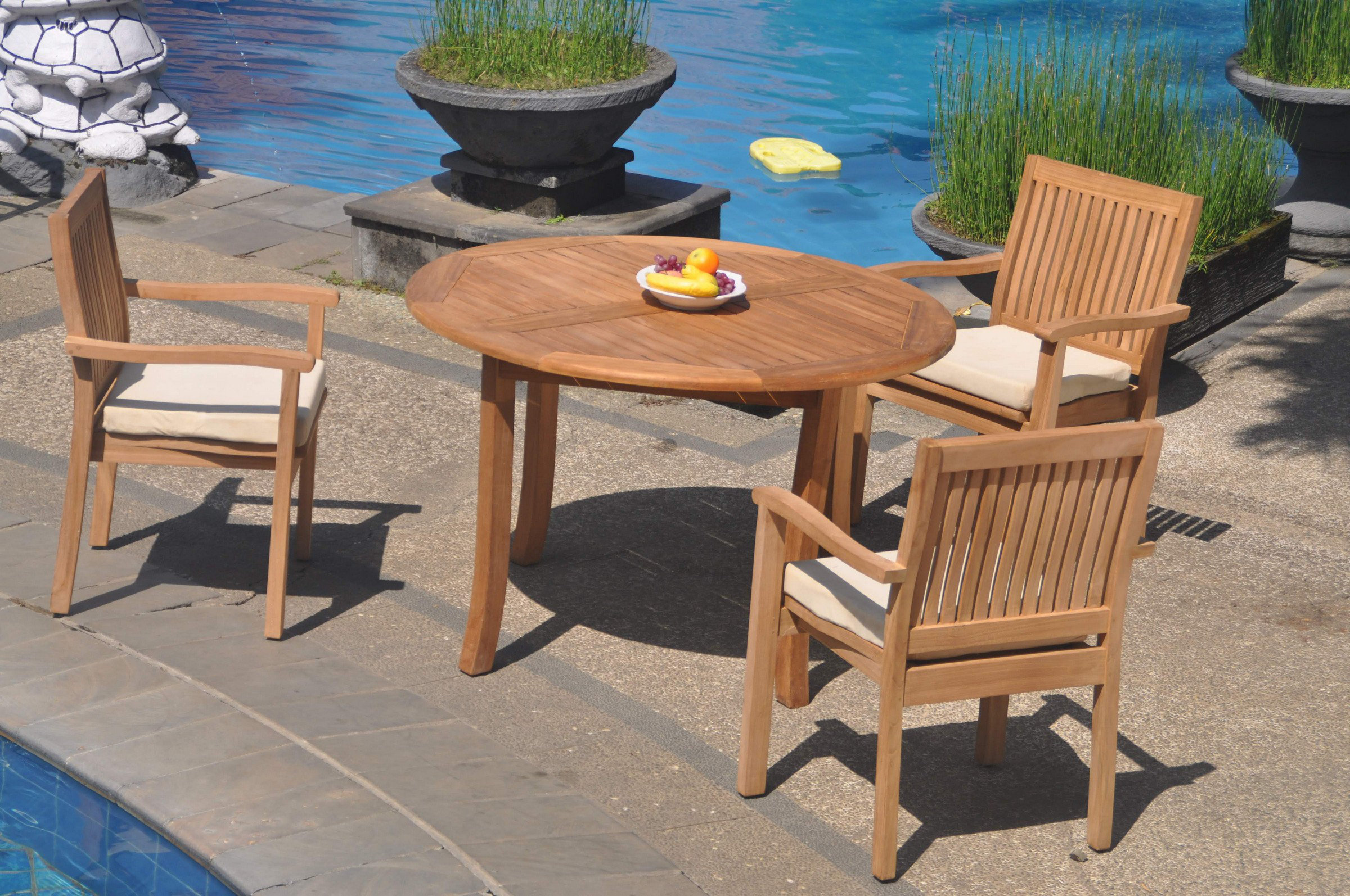 Teak Smith 2 Seats 3 Pcs Grade-A Teak Wood Dining Set: 36" Round Table ...