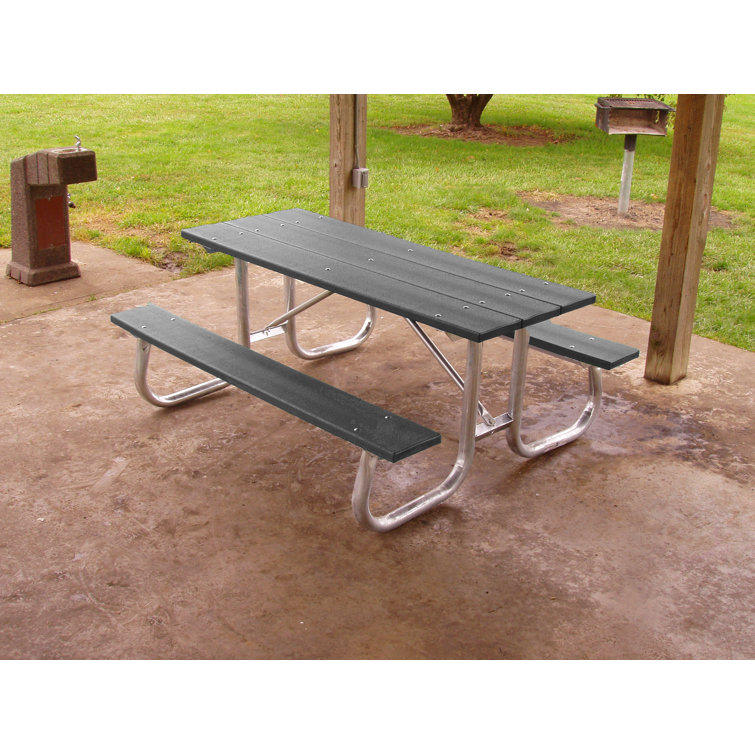 Frog Furnishings Galvanized Frame Plastic/Resin Picnic Table - Wayfair ...