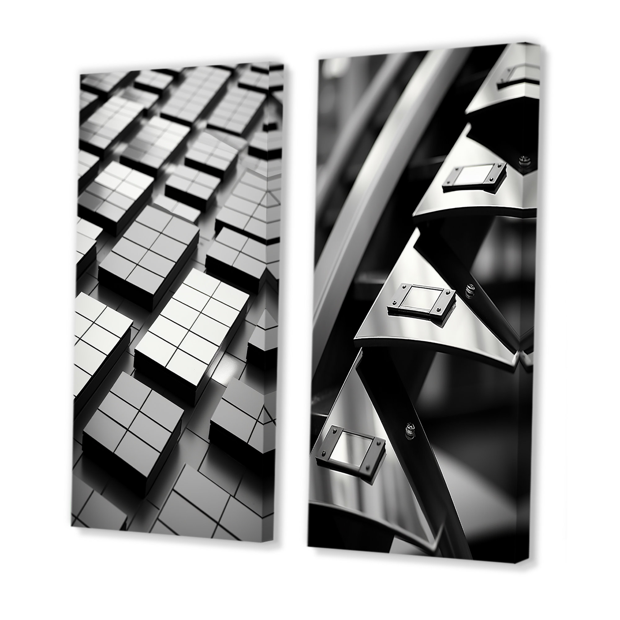 Latitude Run® Black And White Abstract Power Panels I - Line Art Canvas ...