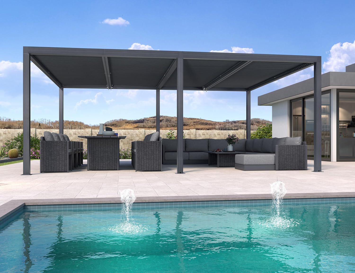 Purple Leaf 14' X 20' Louvered Pergola Aluminum Gazebo With Adjustable ...