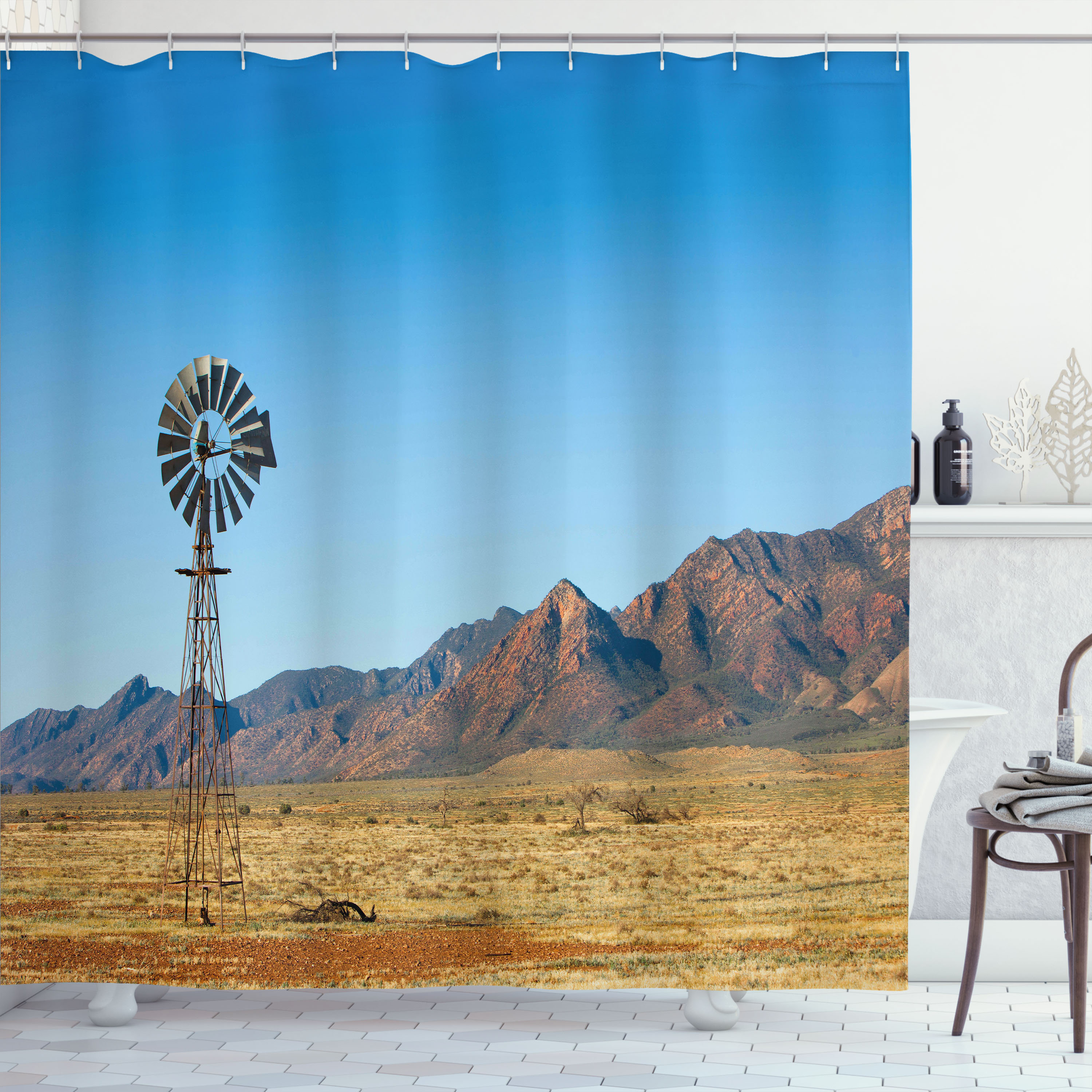 Ophelia & Co. Windmill Shower Curtain Flinders Ranges Arid Earth Yellow ...