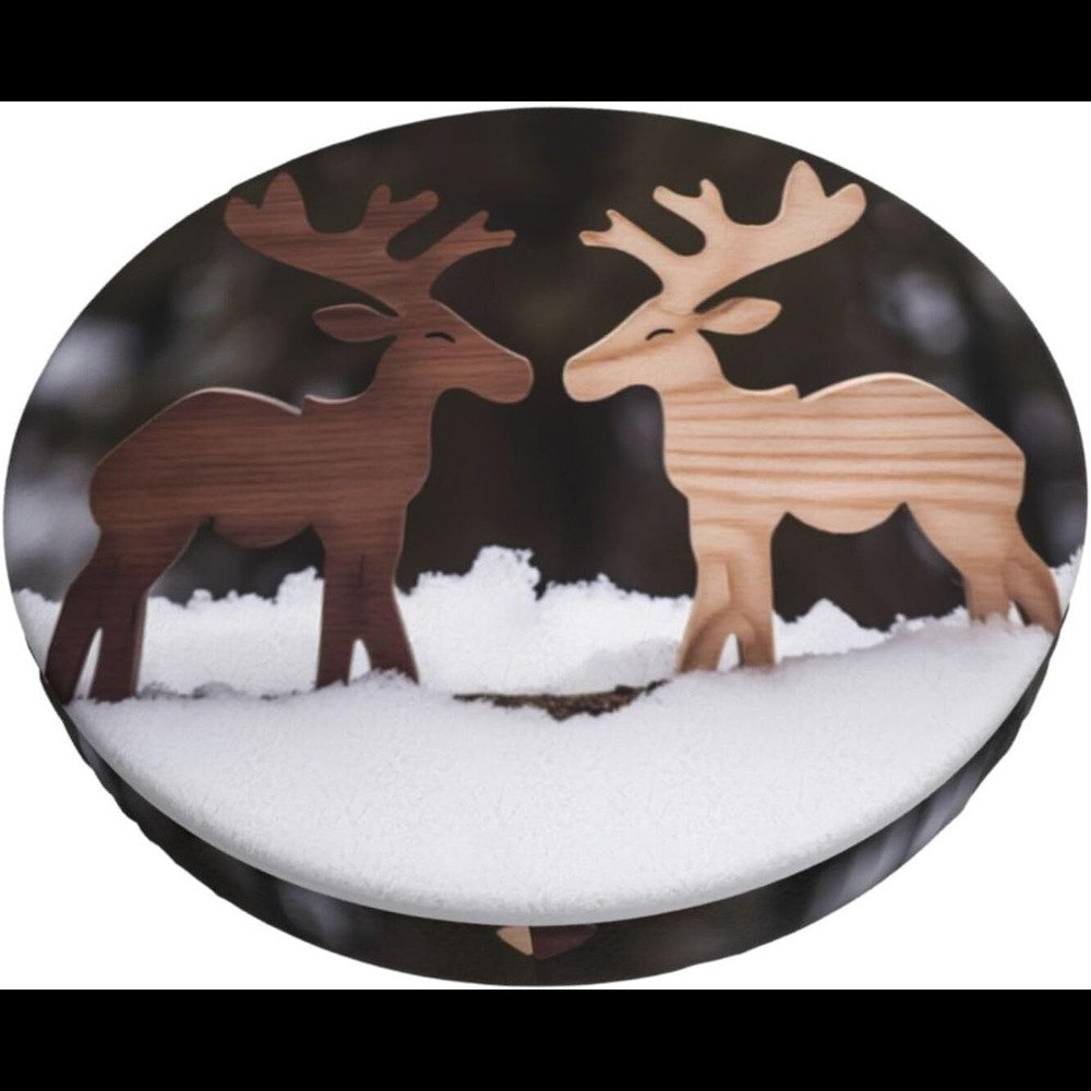 Loon Peak® Timber Elk Moose Couple Bar Stool Covers Round, Washable ...