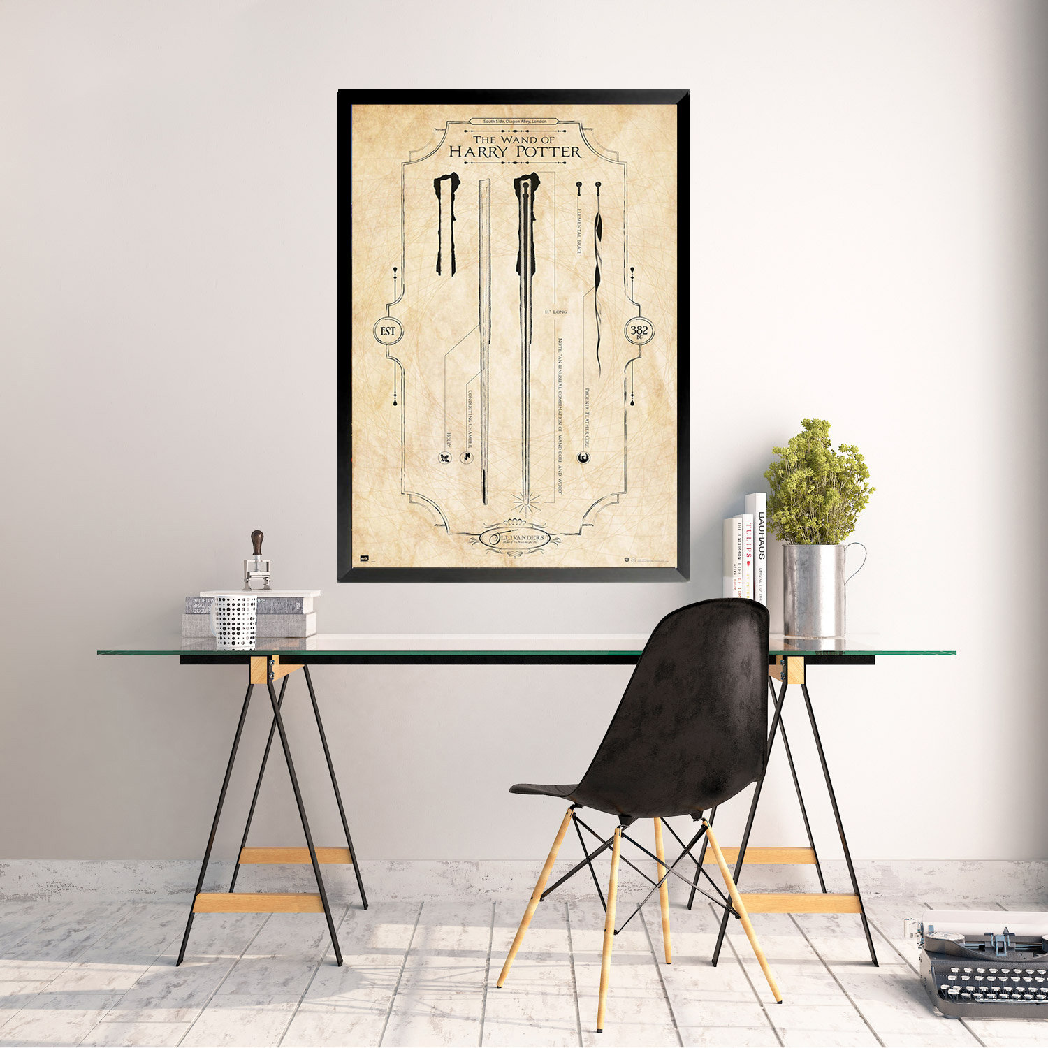 Buy Art For Less FRAMED The Wand of Harry Potter MOVIE Art Print Poster ...