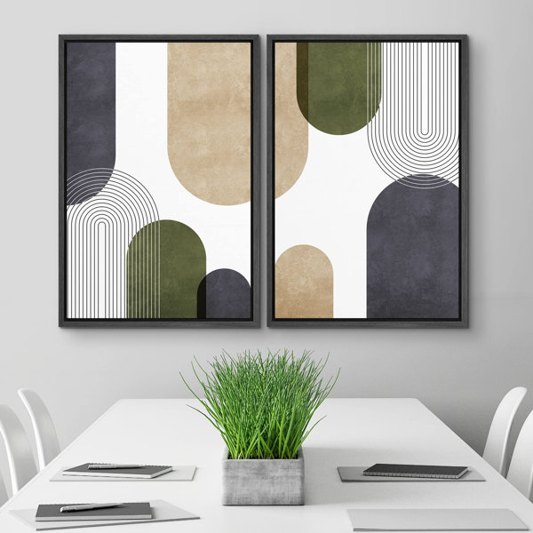 wall26 " Geometric Green, Tan And Black Polygon Collage Abstract Shapes ...
