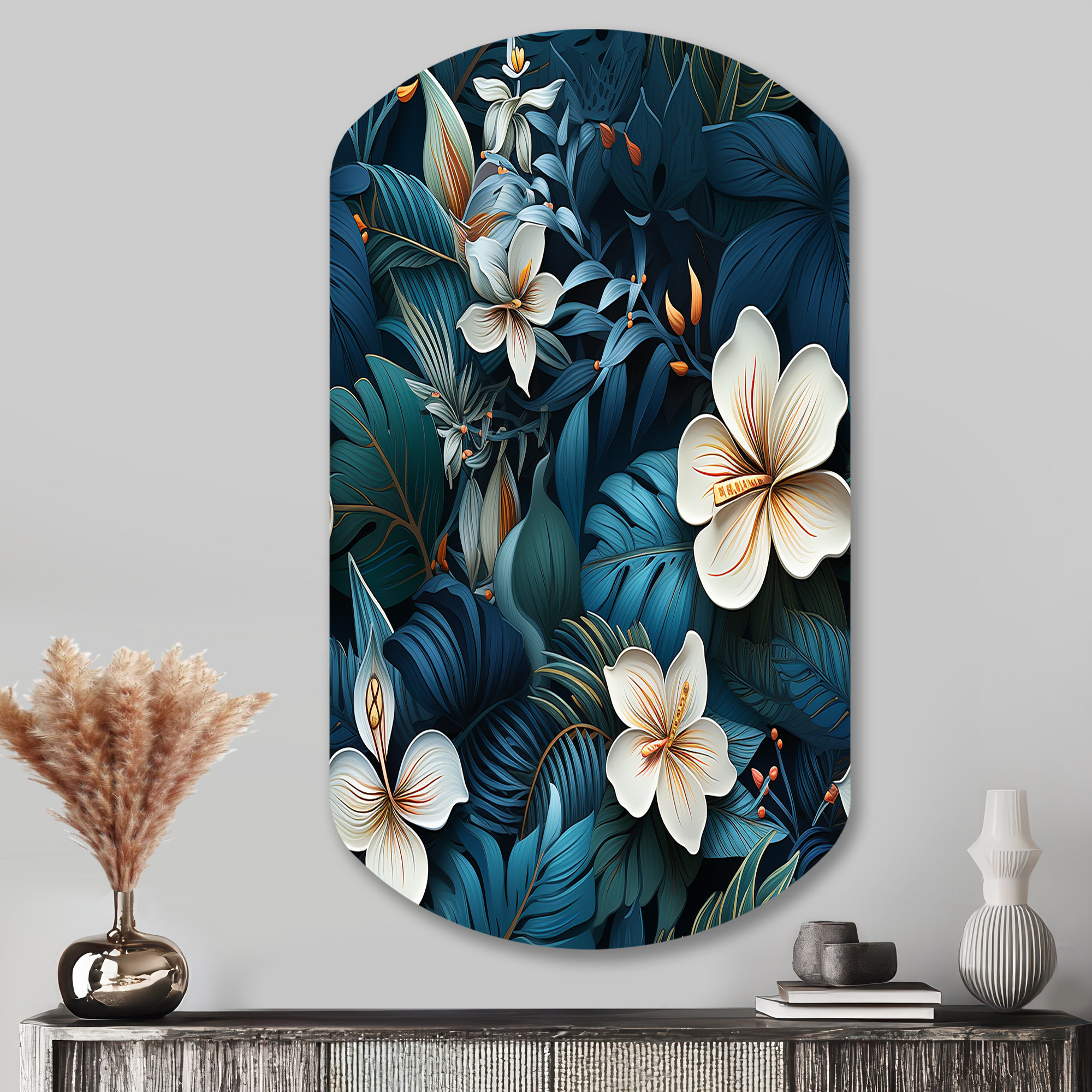 Design Art Moody Tropics Moody Patterns - Floral Irregular Wall Art ...