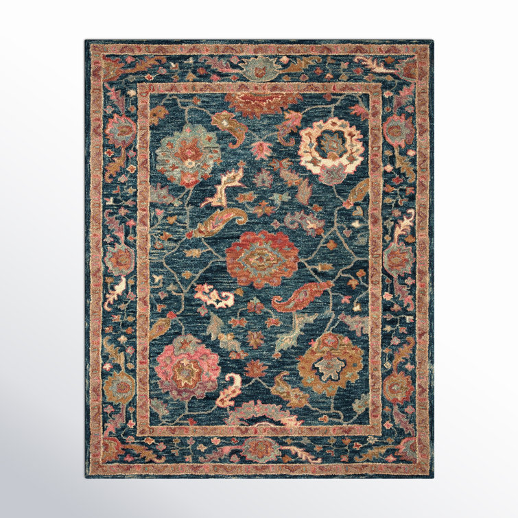 Elmsford Oriental Hand Hooked Wool Blue/Brown Area Rug & Reviews ...
