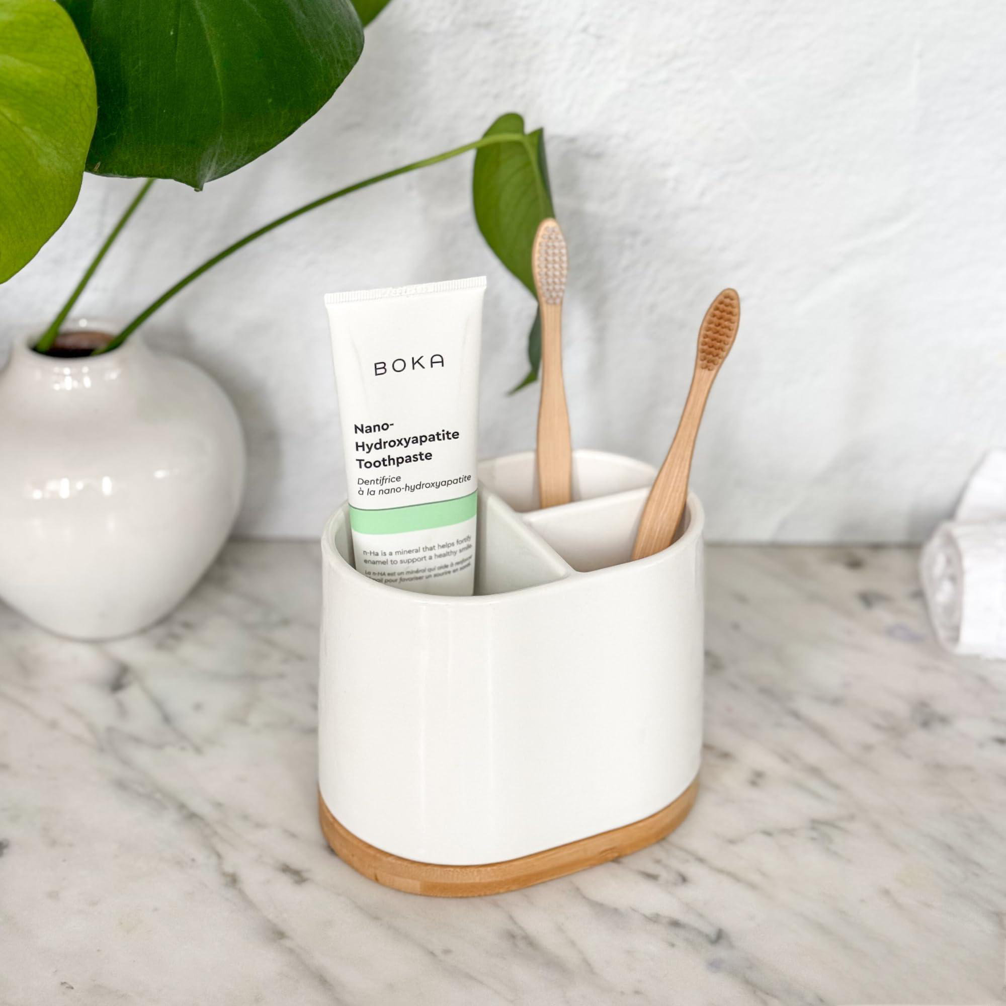 Rebrilliant Large Toothbrush Holder For Bathrooms With Bamboo Base ...