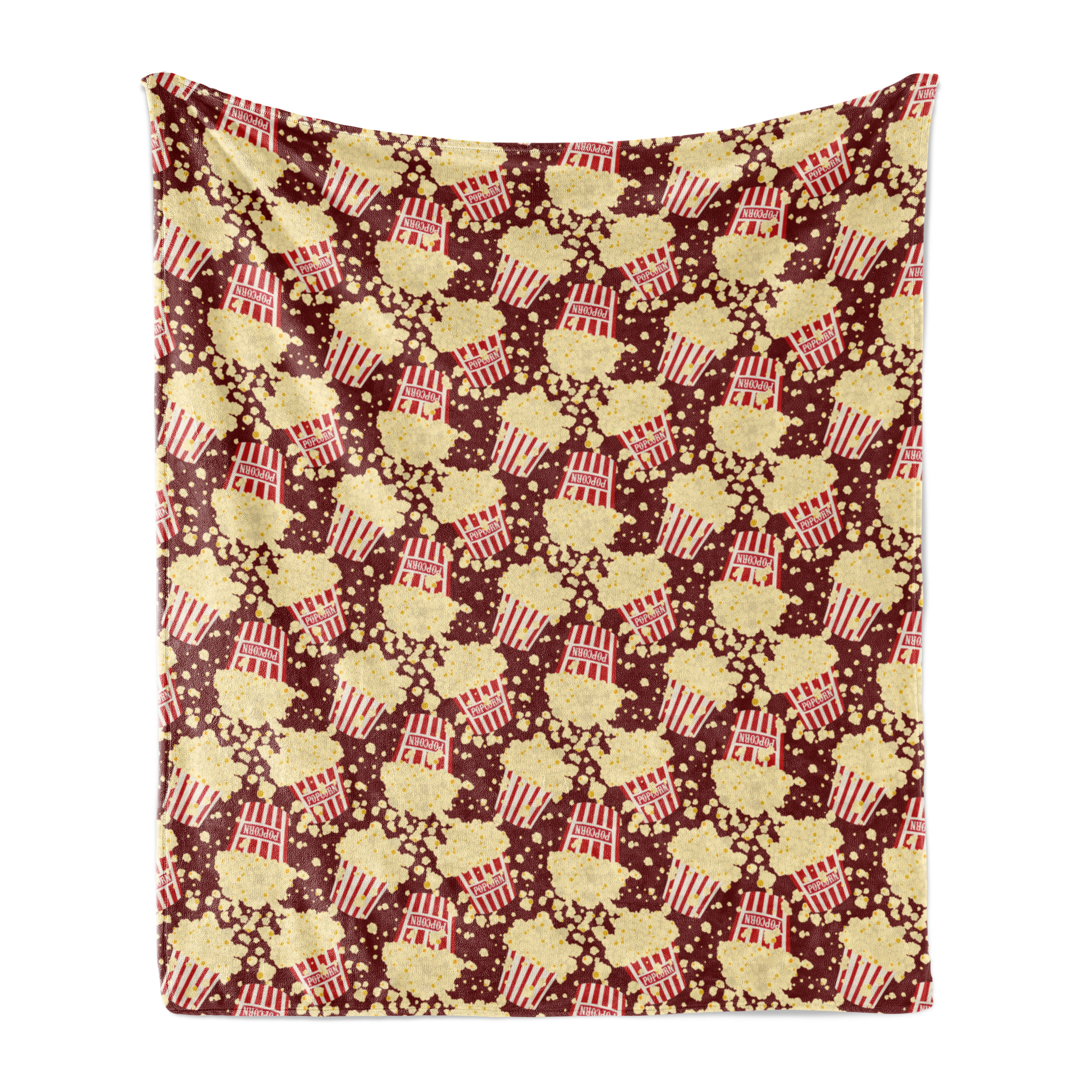 Ambesonne Hobby Fleece Throw Blanket Movie and Popcorn Pattern Maroon ...