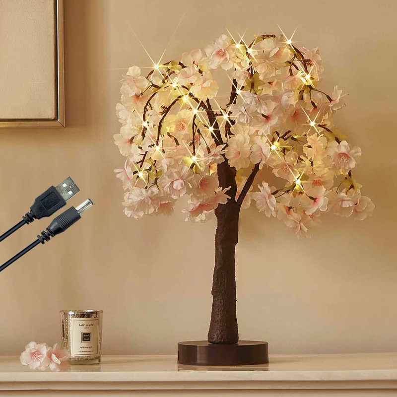 Primrue Lighted Bonsai Tree with Cherry Blossom Branches | Wayfair