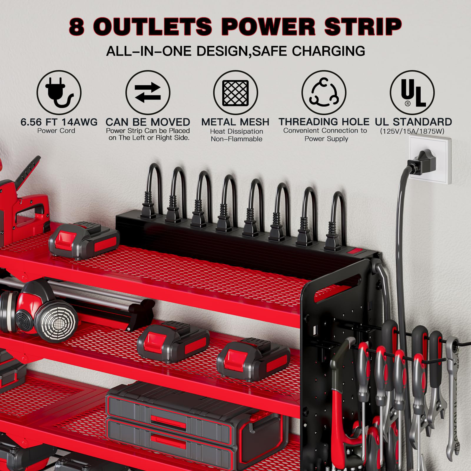 KOVOME Power Tool Organizer Wall Mount With Charging Station,Cordless ...